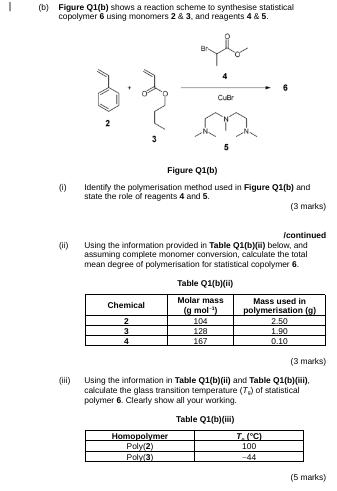 (b) Figure Q1(b) shows a reaction scheme to | Chegg.com