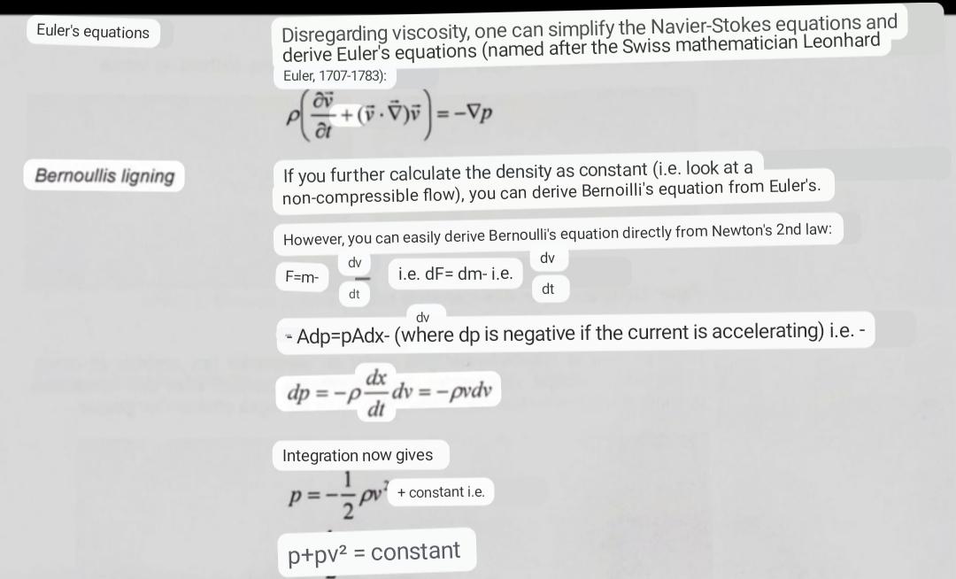 Solved Derive Euler equation of motion to bernoullis | Chegg.com
