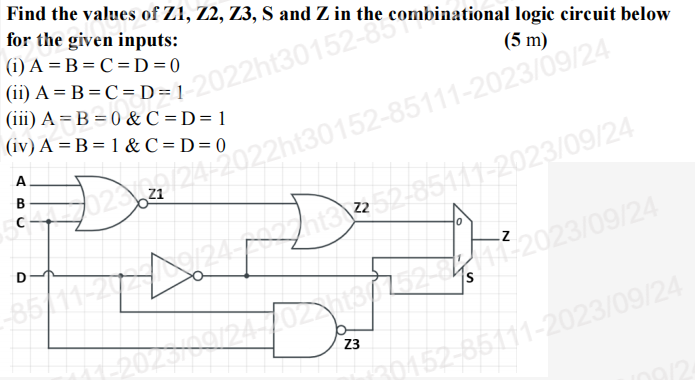 Solved Find The Values Of Z1 Z2 Z3 S And Z In The
