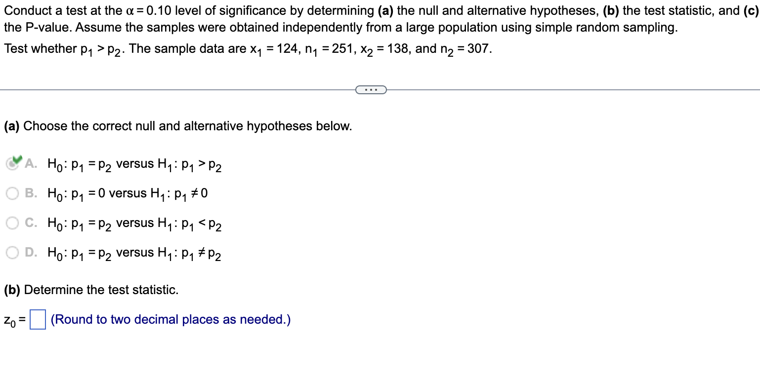 Solved Question b: determine the test statistic Question c: | Chegg.com