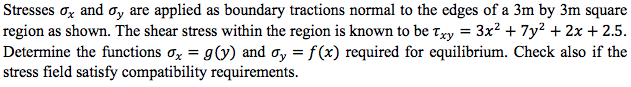 Solved Stresses Ox and Oy are applied as boundary tractions | Chegg.com