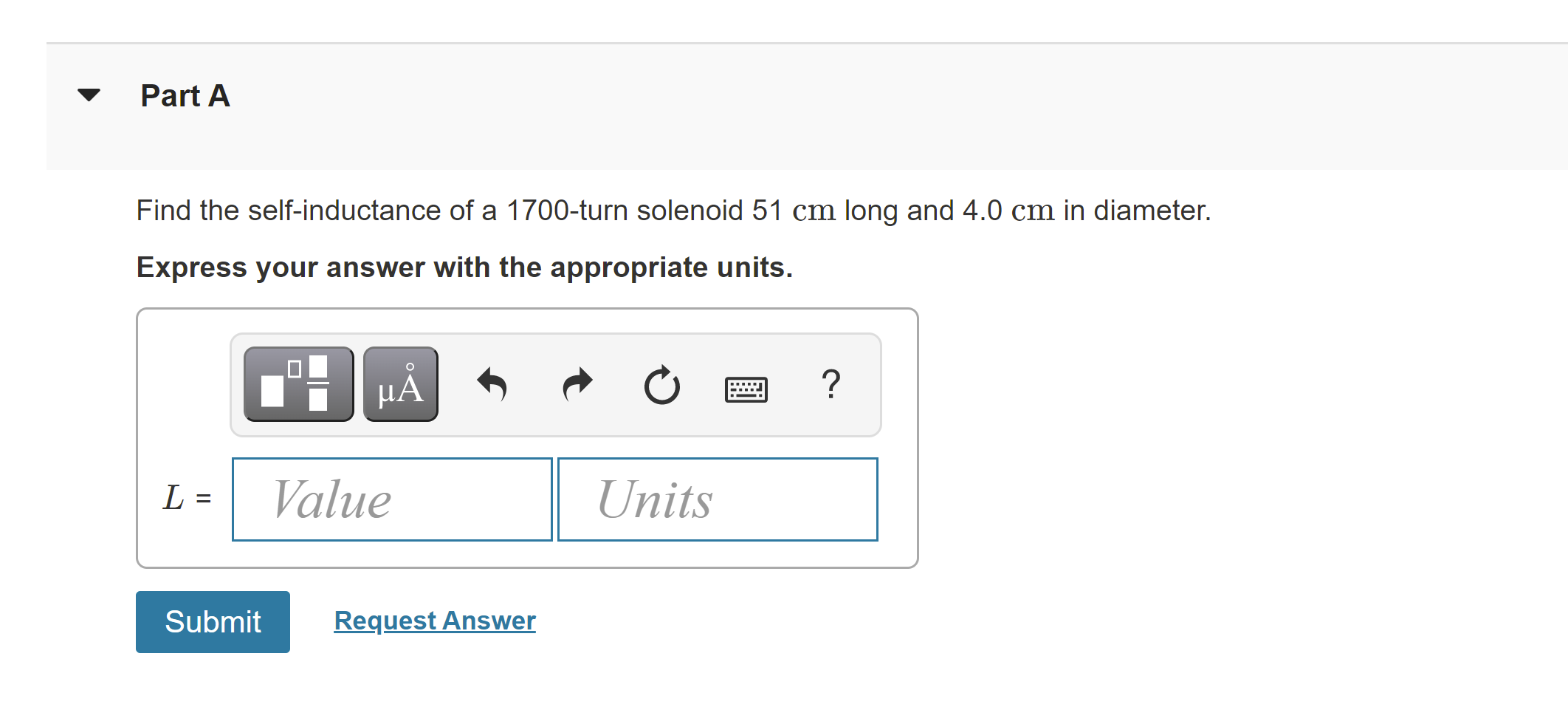 Solved Part A Find the self-inductance of a 1700-turn | Chegg.com