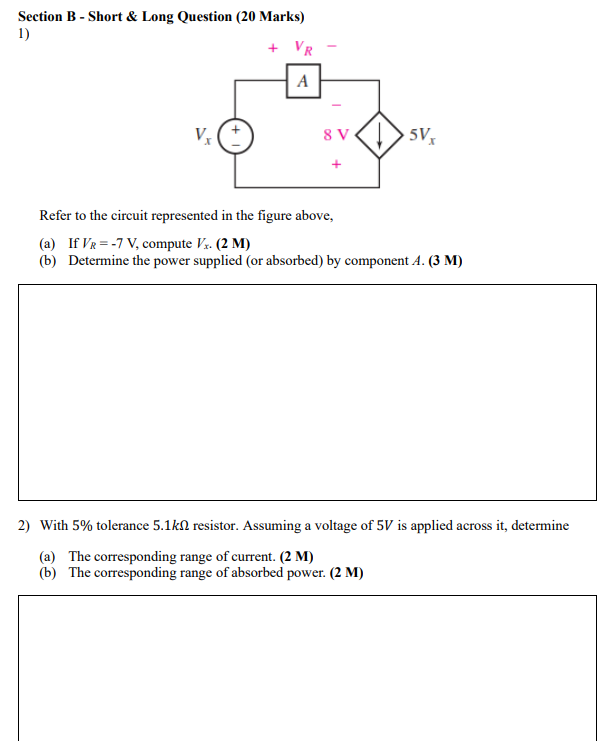 Solved 1 The Dependent Source In The Following Figure Is