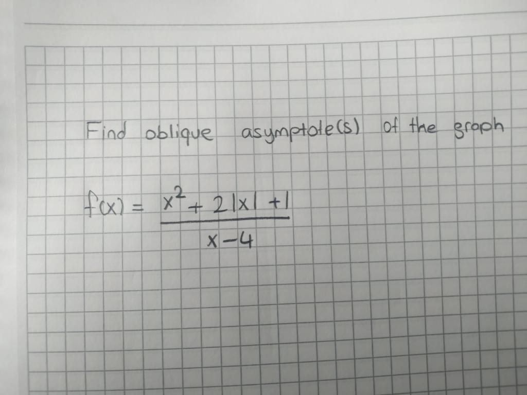 Solved Find oblique asymptote(s) of the graph fex) = x2 + | Chegg.com