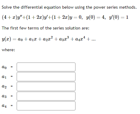 Solve the differential equation below using the power | Chegg.com