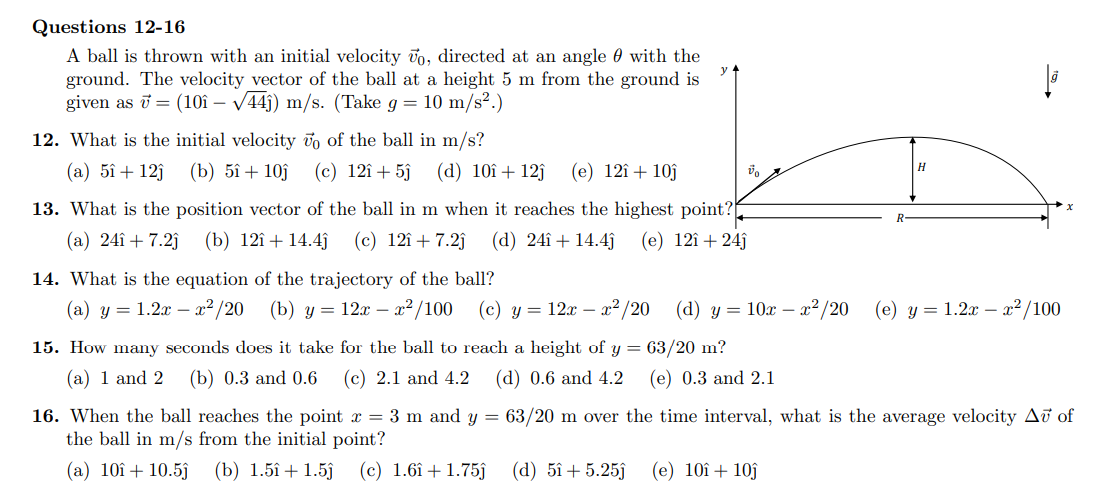 Solved A ball is thrown with an initial velocity v0, | Chegg.com