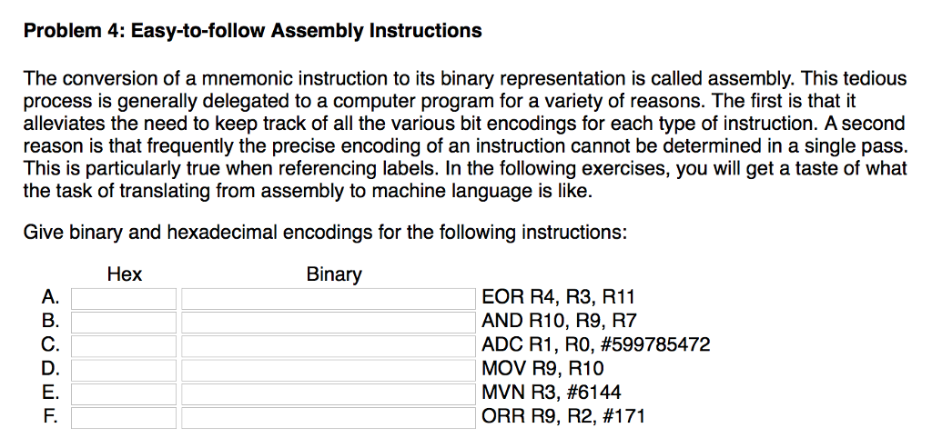 Solved Problem 4: Easy-to-follow Assembly Instructions The | Chegg.com