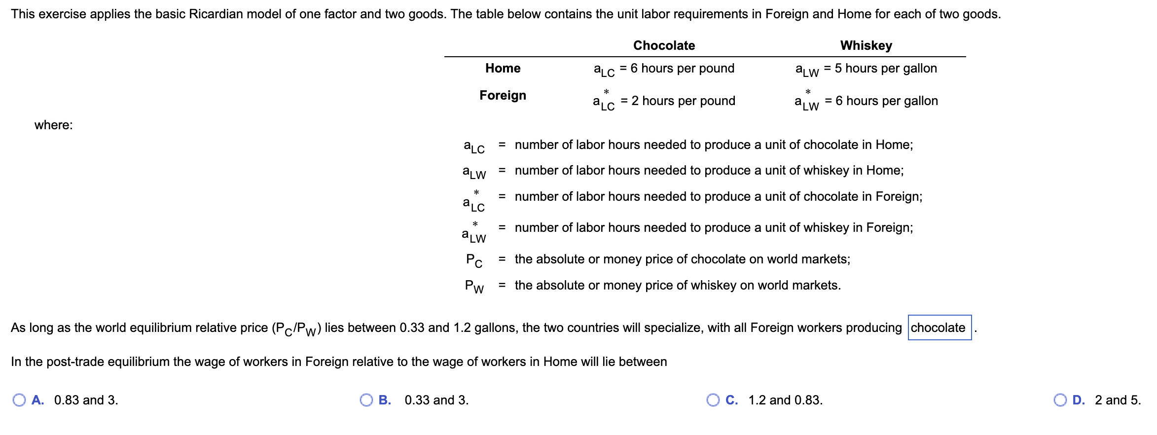 Solved This exercise applies the basic Ricardian model of | Chegg.com