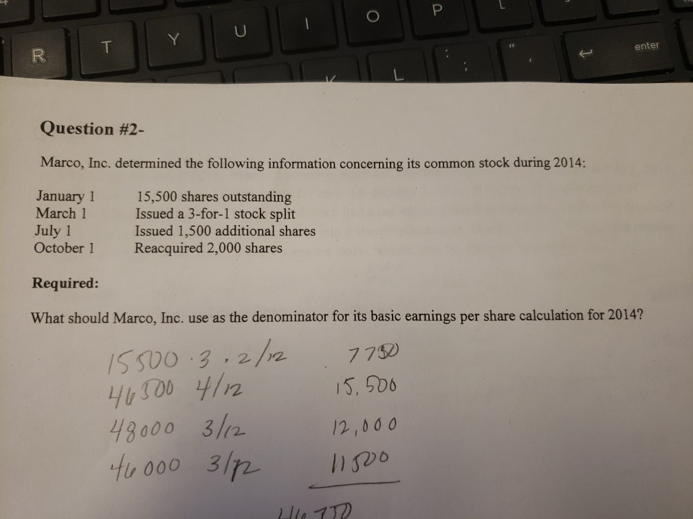 Solved enter R. Question #2- Marco, Inc. determined the | Chegg.com