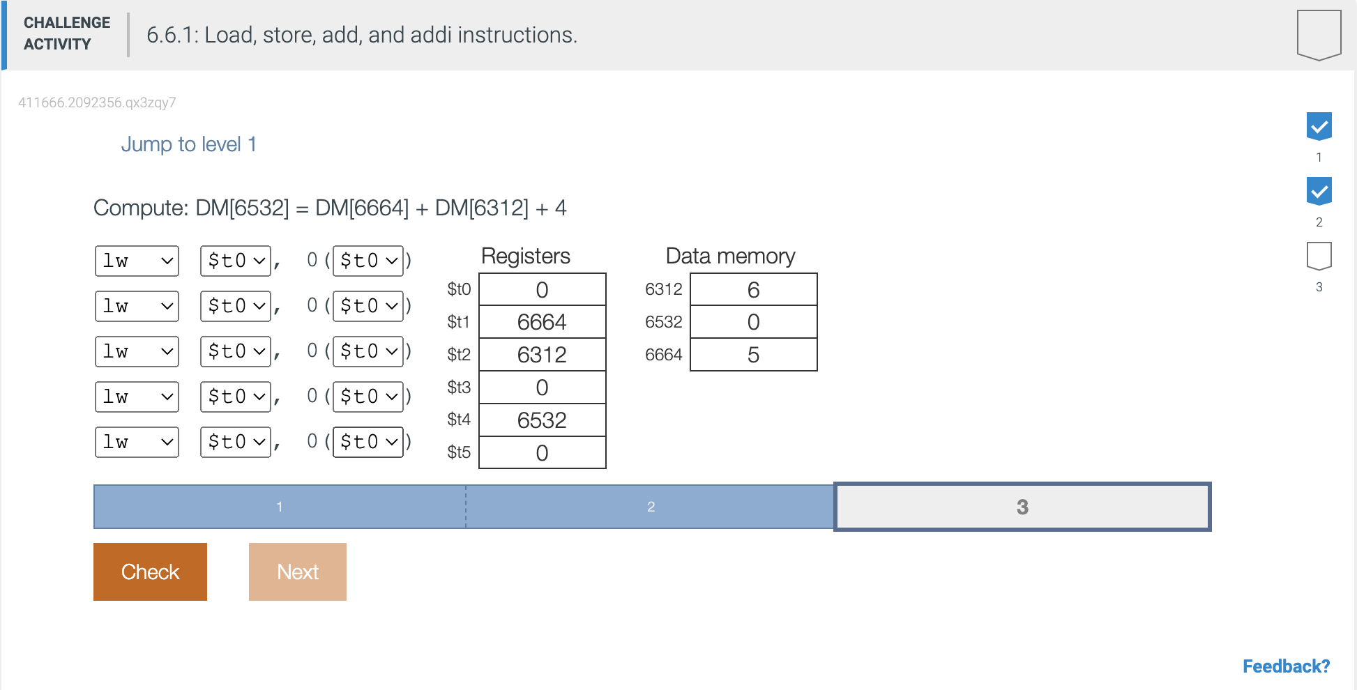 Solved \begin{tabular}{l|l} CHALLENGE & 6.6.1: Load, store, | Chegg.com