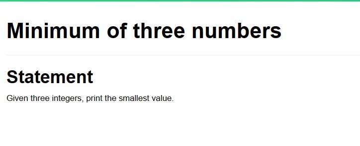 Solved Minimum of three numbers Statement Given three | Chegg.com Solved Minimum of three numbers Statement Given three | Chegg.com