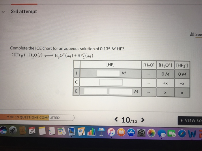 Solved Complete the ICE chart for an aqueous solution of | Chegg.com