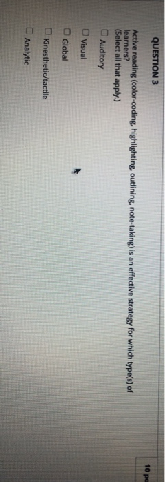 Solved 10 pa QUESTION 3 Active reading (color-coding, | Chegg.com