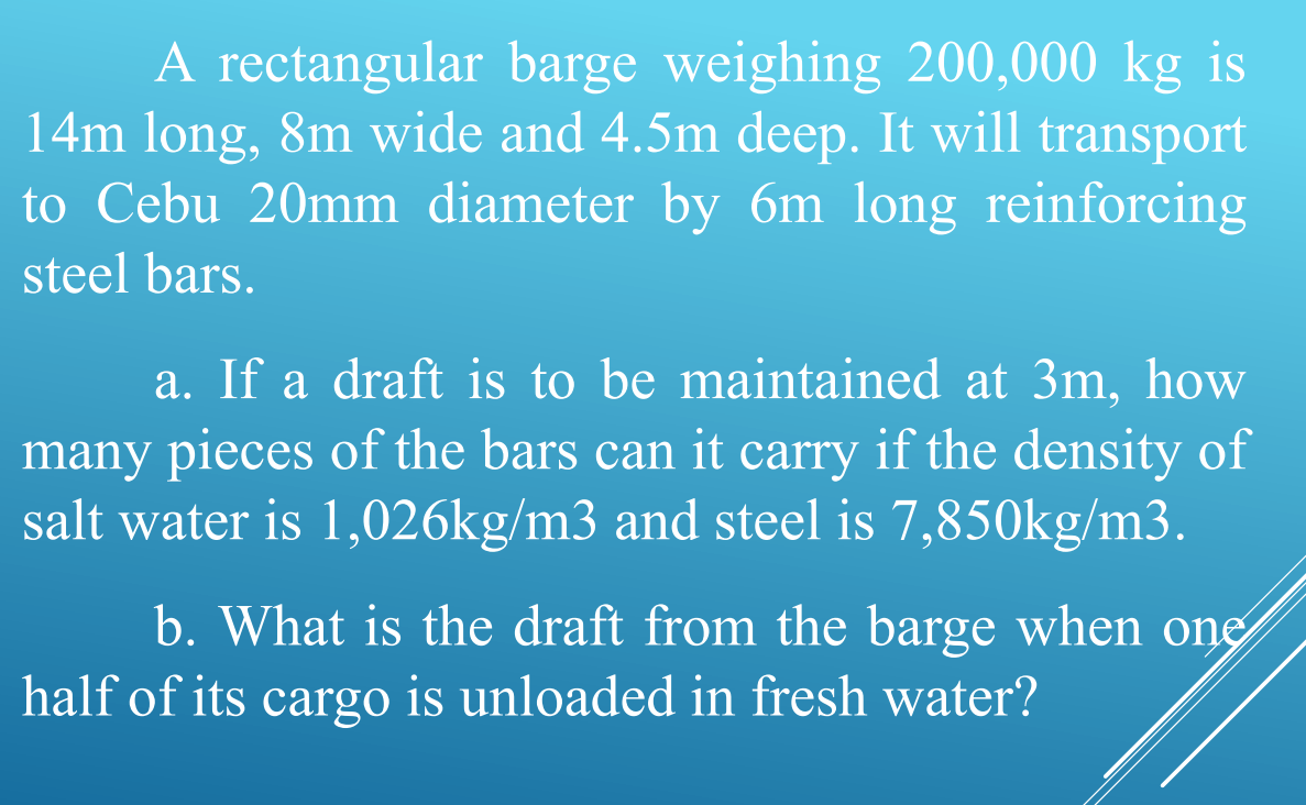 Solved Buoyancy Problem. Kindly show complete solution thank | Chegg.com