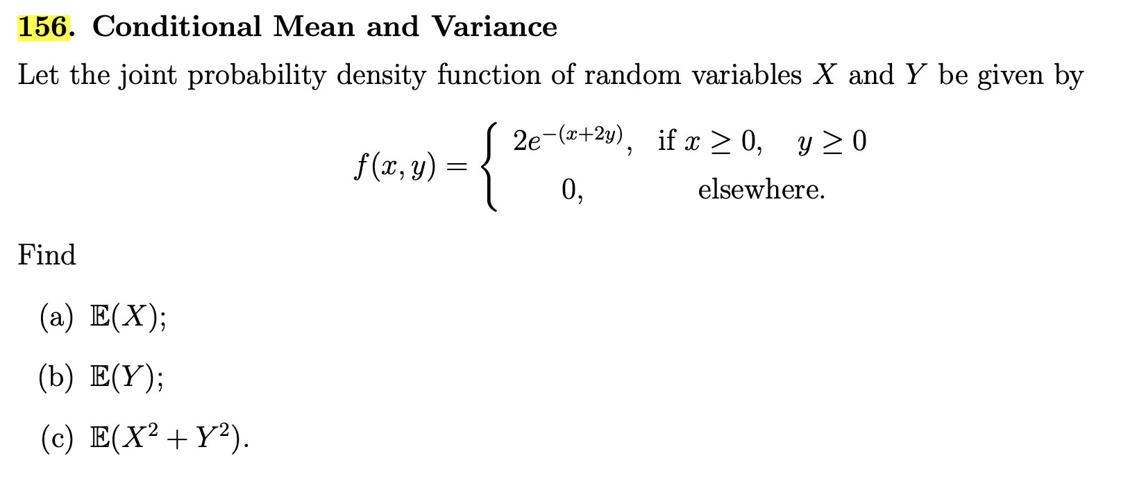 Solved 156. Conditional Mean and Variance Let the joint | Chegg.com