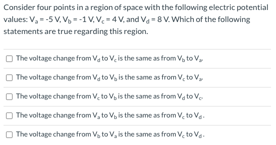 Solved Consider four points in a region of space with the | Chegg.com