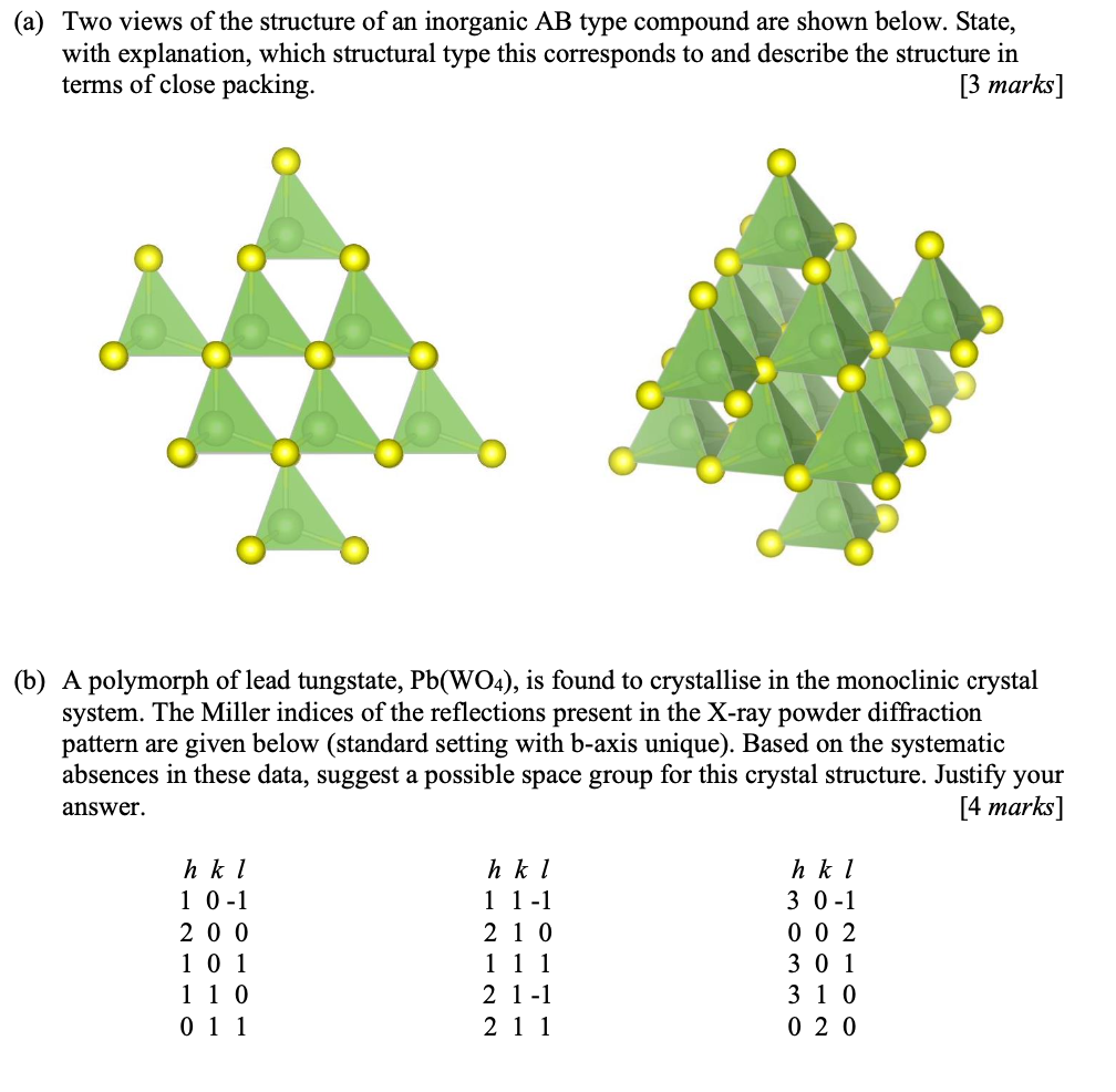 Solved (a) Two views of the structure of an inorganic AB | Chegg.com