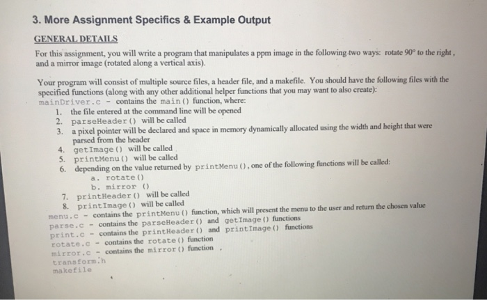 Solved 3. More Assignment Specifics & Example Output GENERAL | Chegg.com