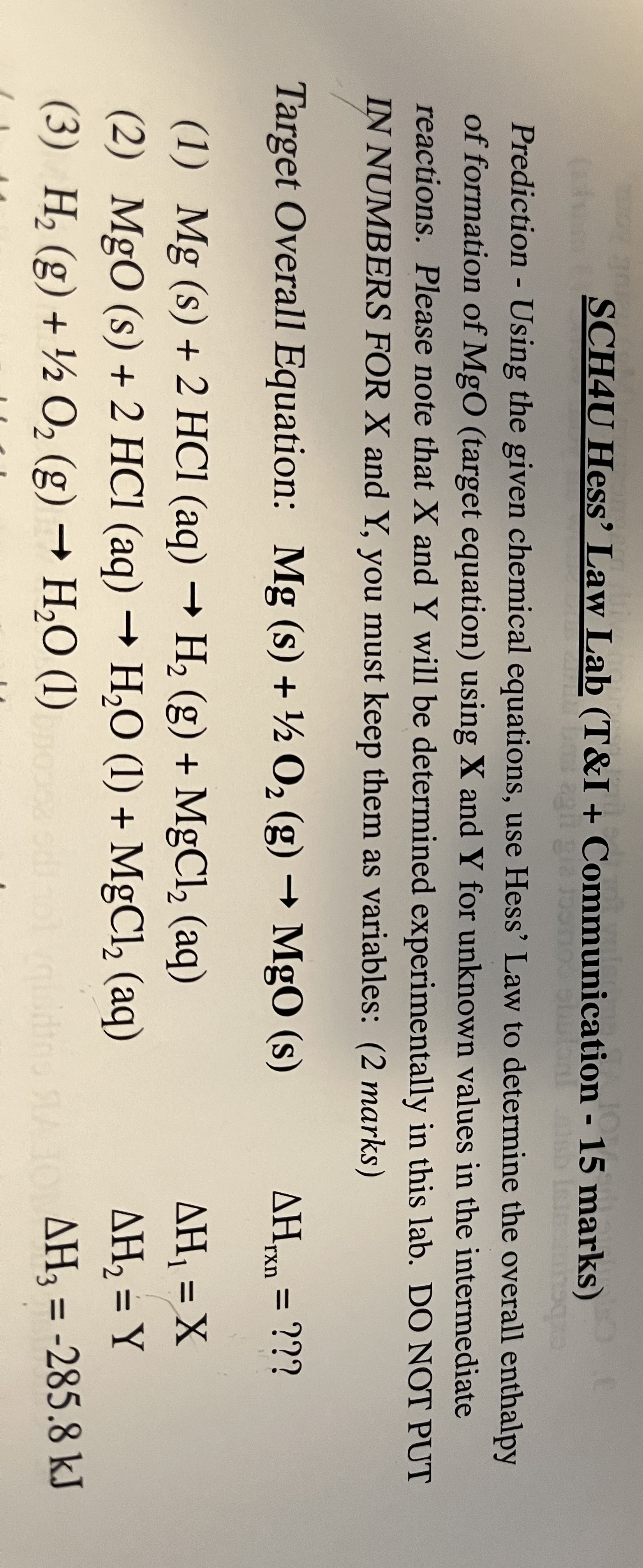 Solved Prediction - Using the given chemical equations, use | Chegg.com