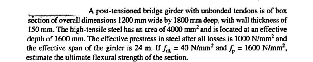 Solved A post-tensioned bridge girder with unbonded tendons | Chegg.com
