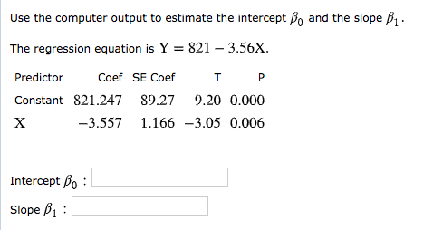 Solved Use the computer output to estimate the intercept β0 | Chegg.com