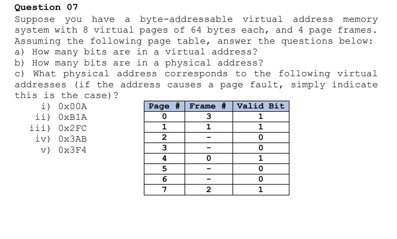 Solved a Question 07 Suppose you have byte-addressable | Chegg.com