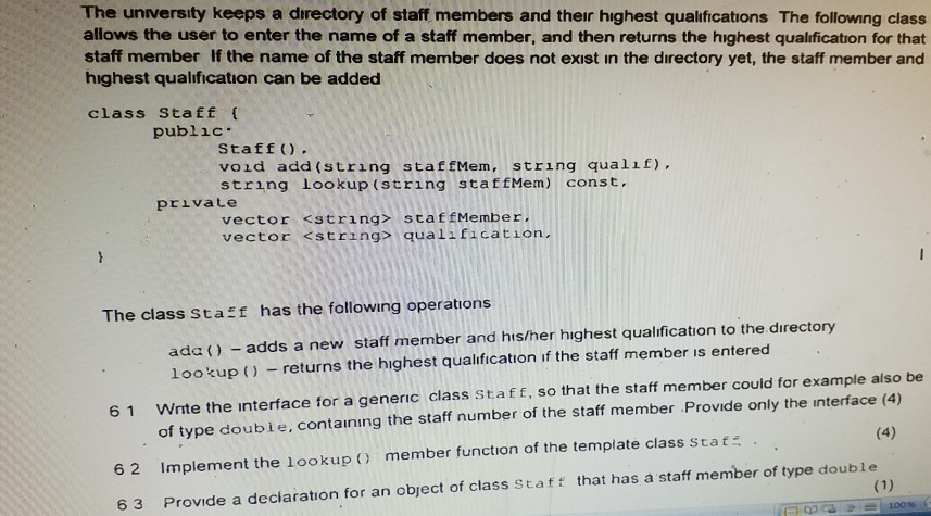 Solved The university keeps a directory of staff members and | Chegg.com