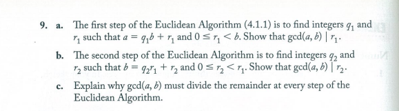 Solved 9. a. The first step of the Euclidean Algorithm | Chegg.com