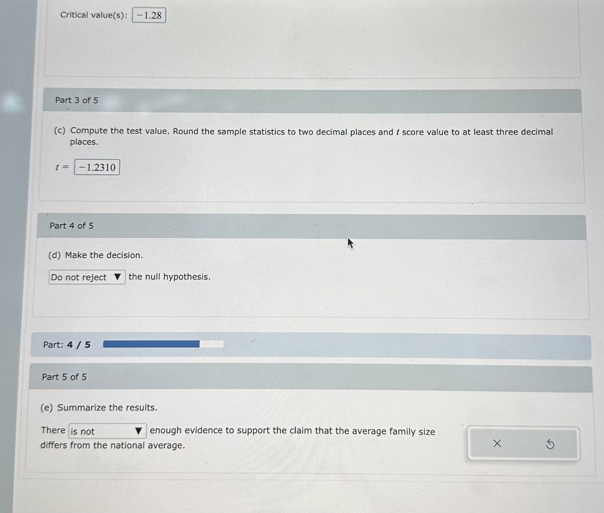 Solved Average Family Size The average family size was | Chegg.com