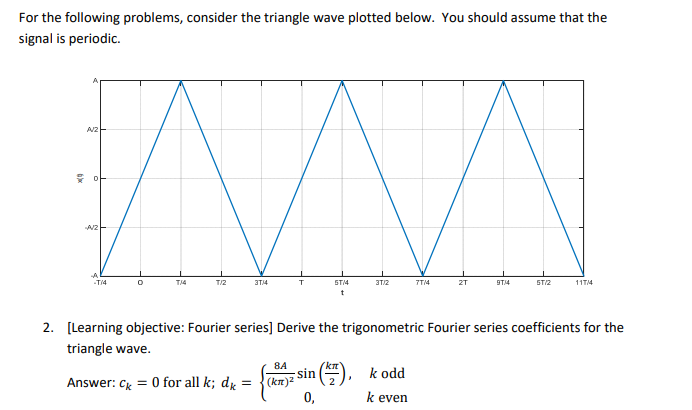 Solved For the following problems, consider the triangle | Chegg.com