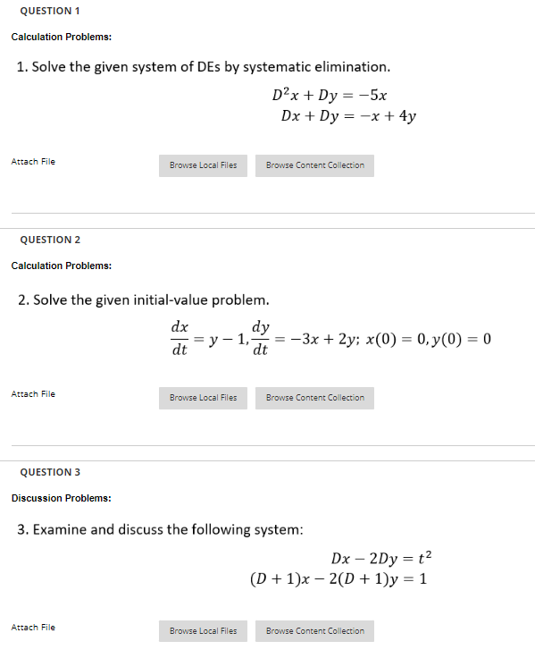 1. Solve the given system of DEs by systematic | Chegg.com