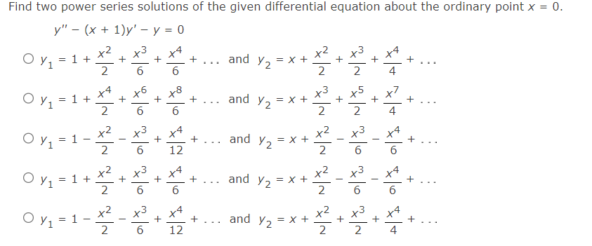 Solved Find two power series solutions of the given | Chegg.com