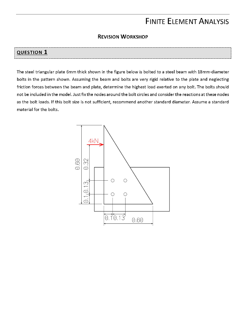 Solved FINITE ELEMENT ANALYSIS REVISION WORKSHOP QUESTION 1 | Chegg.com