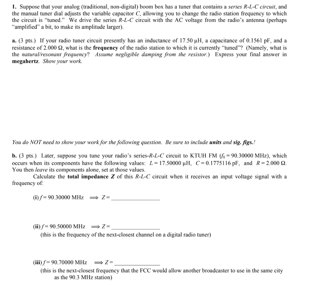 Solved 1. Suppose that your analog (traditional, | Chegg.com