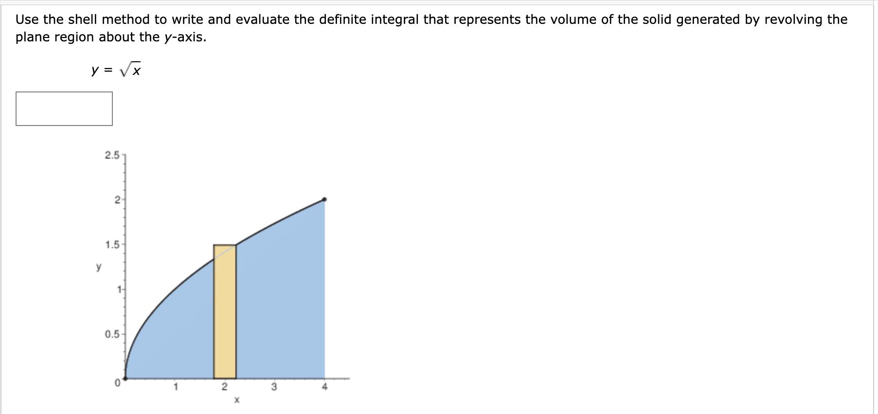 Solved Use the shell method to write and evaluate the | Chegg.com
