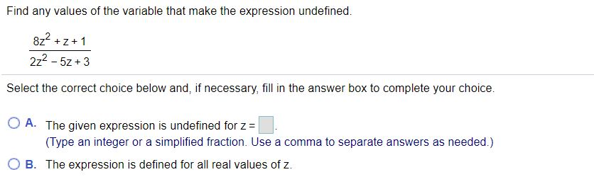 Solved Find any values of the variable that make the | Chegg.com