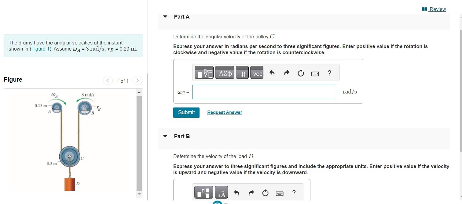 Solved The drums have the angular velocities at the instant | Chegg.com