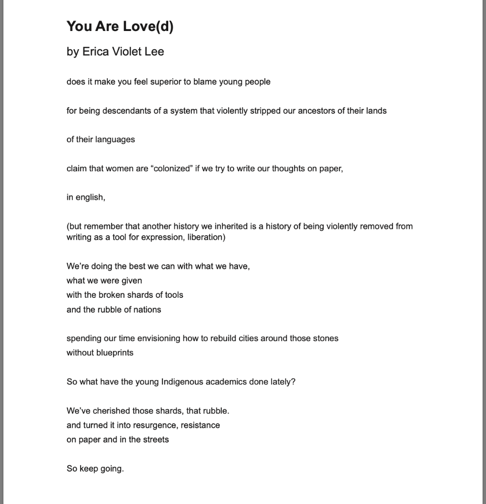 Dnam. "Vail sra I nualdl" by Erica Violet Lee does | Chegg.com
