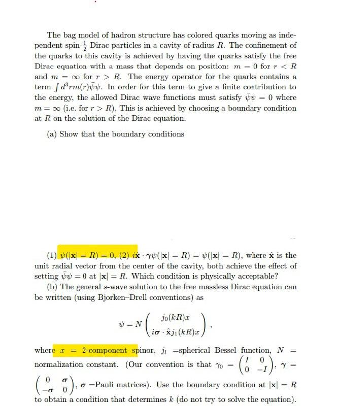 Solved The bag model of hadron structure has colored quarks | Chegg.com