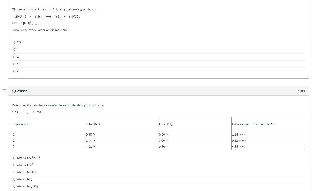 Solved 1. What is the overall order of this reaction? 2. | Chegg.com
