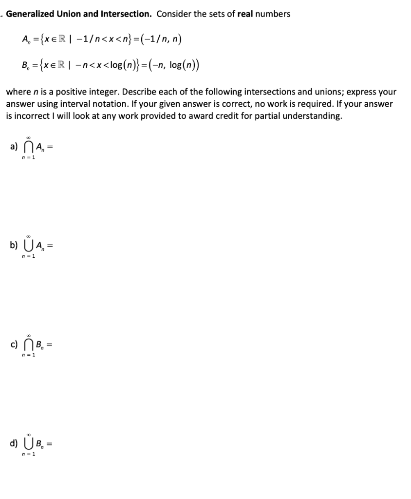 Solved . Generalized Union and Intersection. Consider the | Chegg.com