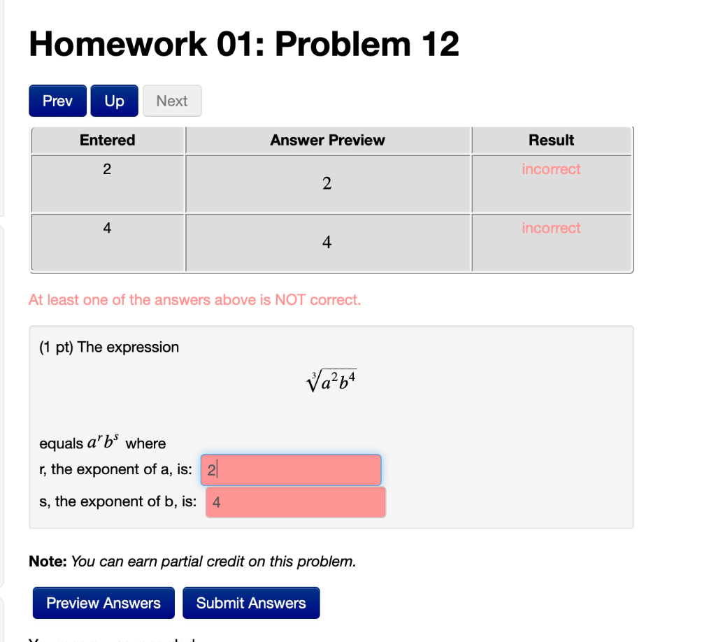 Solved Homework 01: Problem 12 Prev Up Next Entered Answer | Chegg.com