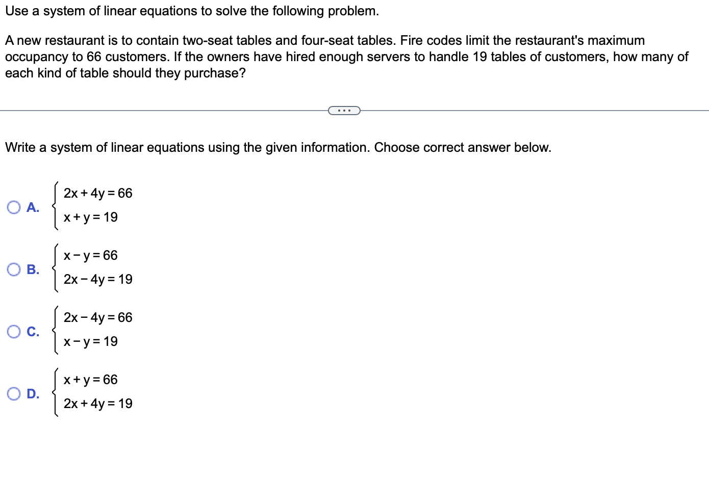 Solved Use a system of linear equations to solve the | Chegg.com