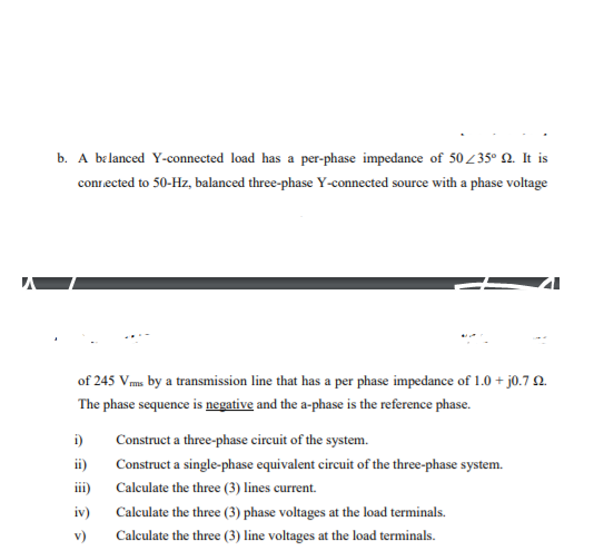 Solved b. A balanced Y-connected load has a per-phase | Chegg.com