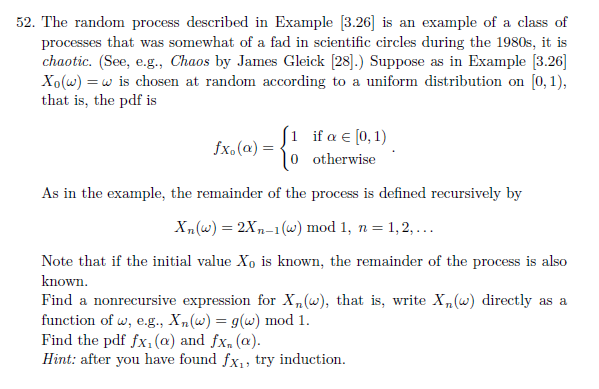 Solved The random process described in Example [3.26] is an | Chegg.com