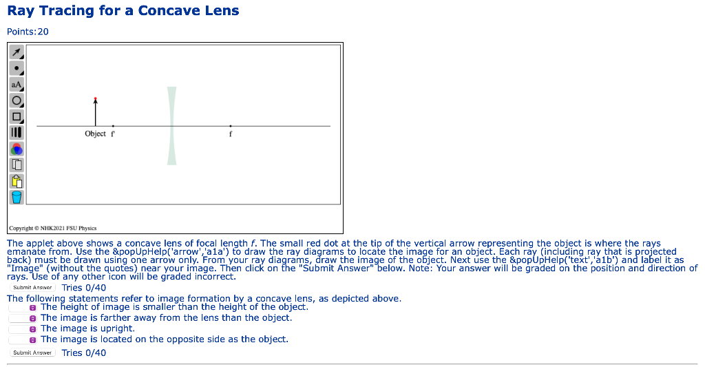 Solved Ray Tracing for a Concave Lens Points:20 BBB003: | Chegg.com