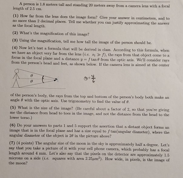 Solved A person is 1.8 meters tall and standing 20 meters | Chegg.com