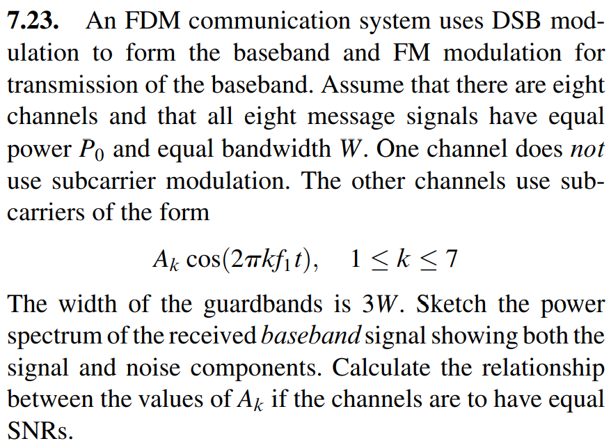 Solved 7.23. An FDM communication system uses DSB modulation | Chegg.com