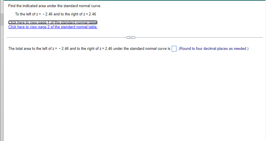 Solved Find the indicated area under the standard normal | Chegg.com