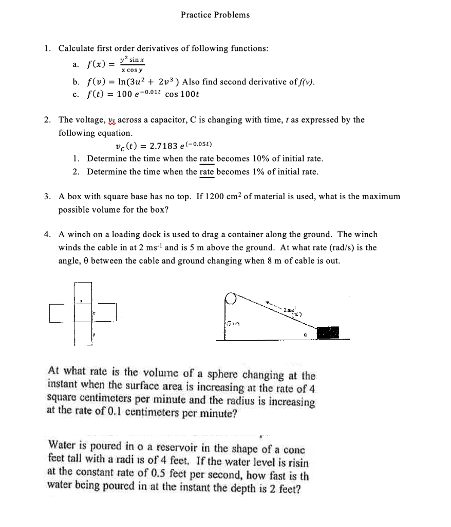 Solved Practice Problems 1. Calculate first order | Chegg.com